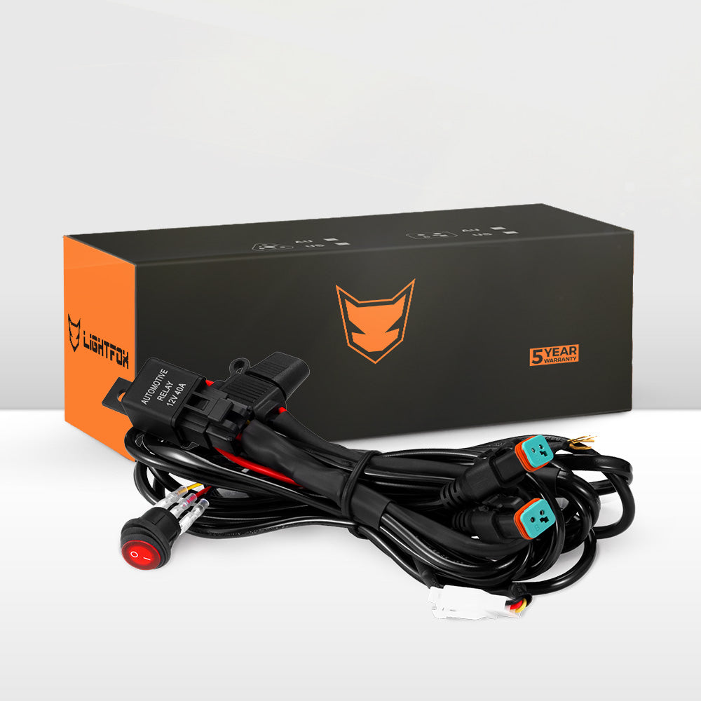 Lightfox Wiring Harness 12V 40A with DT 2-Pin Connectors Square